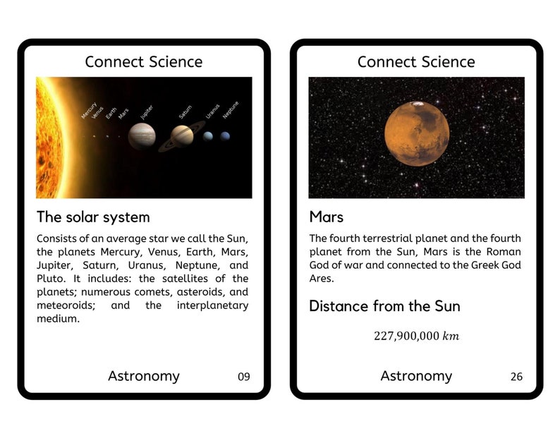 Astronomy Printable Learning / Revision Cards 80 Card Deck With Cheat ...