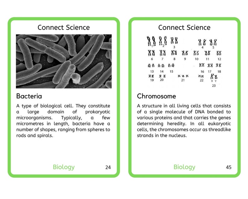 Biology Printable Learning / Revision Cards 59 Card Deck With Cheat ...