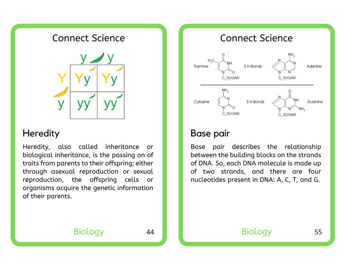 Biology Printable Learning / Revision Cards 59 Card Deck With Cheat ...