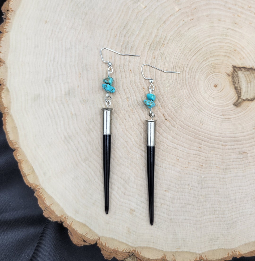 Bullet Porcupine Quill & Turquoise Earrings - Etsy
