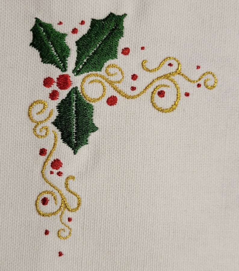 Holly Corner Border Machine Embroidery Design - Etsy