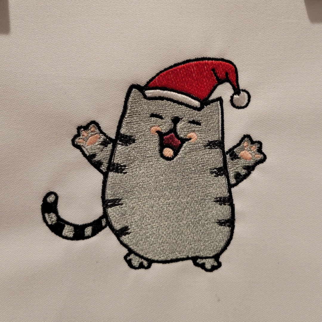 Happy Christmas Kitty Machine Embroidery Design - Etsy