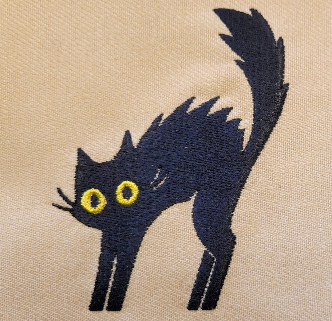 Halloween Black Cat Machine Embroidery Design - Etsy