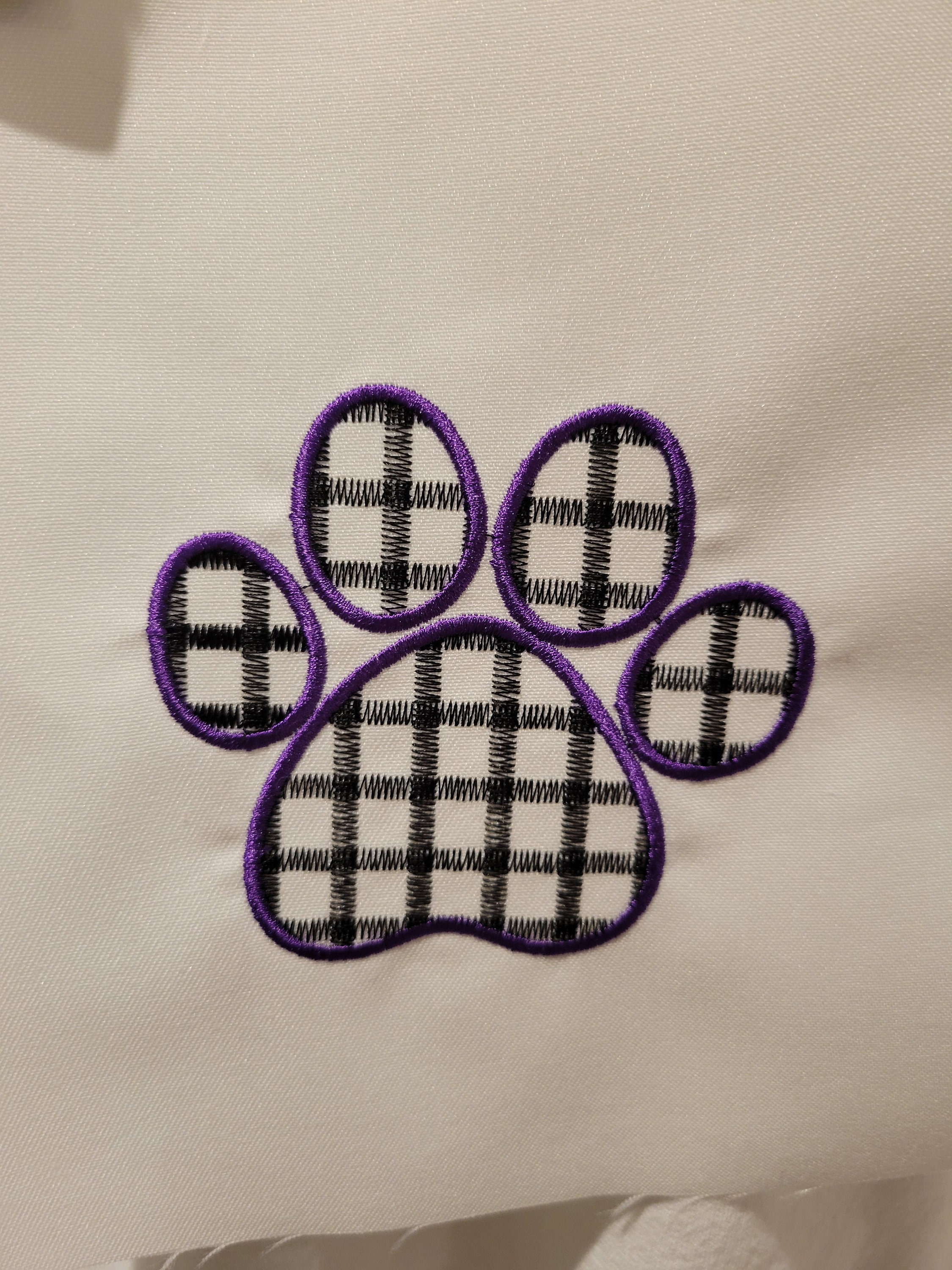 Negative Space Plaid Pawprint Machine Embroidery Design - Etsy