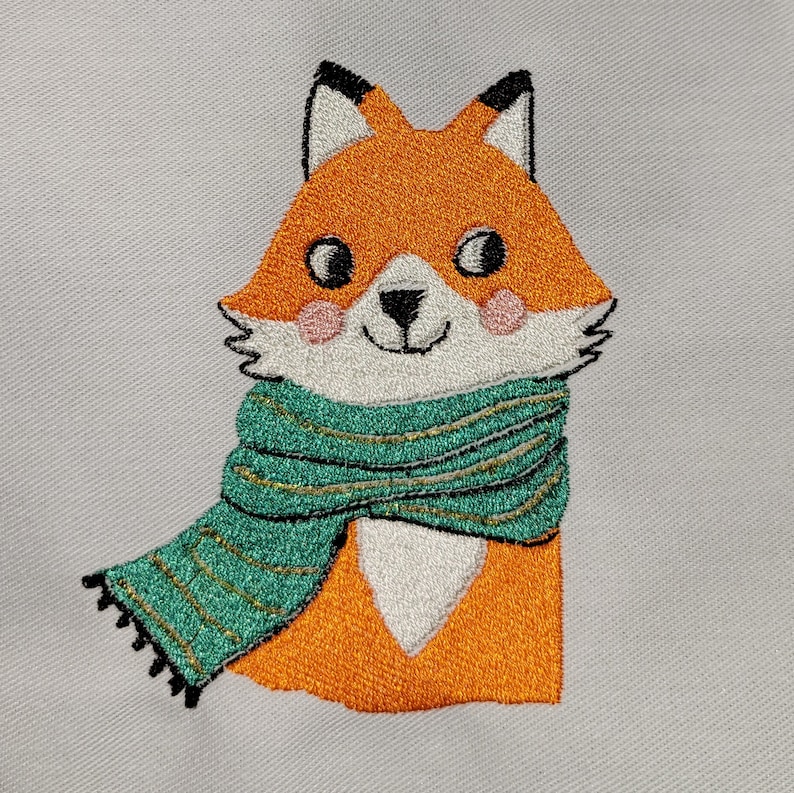 Cute Fox With Scarf Machine Embroidery Design - Etsy
