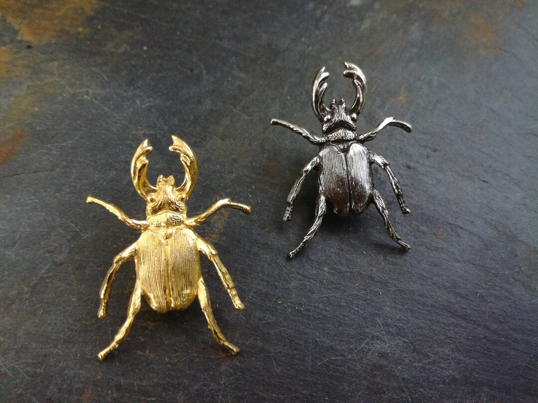 Scarab Beetle Pin's Brooch, Silver Plated or Gilded Insect Brooch ...