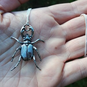 Silver Beetle Pendant, Forest Insect Necklace, Art Nouveau Beetle Jewel ...