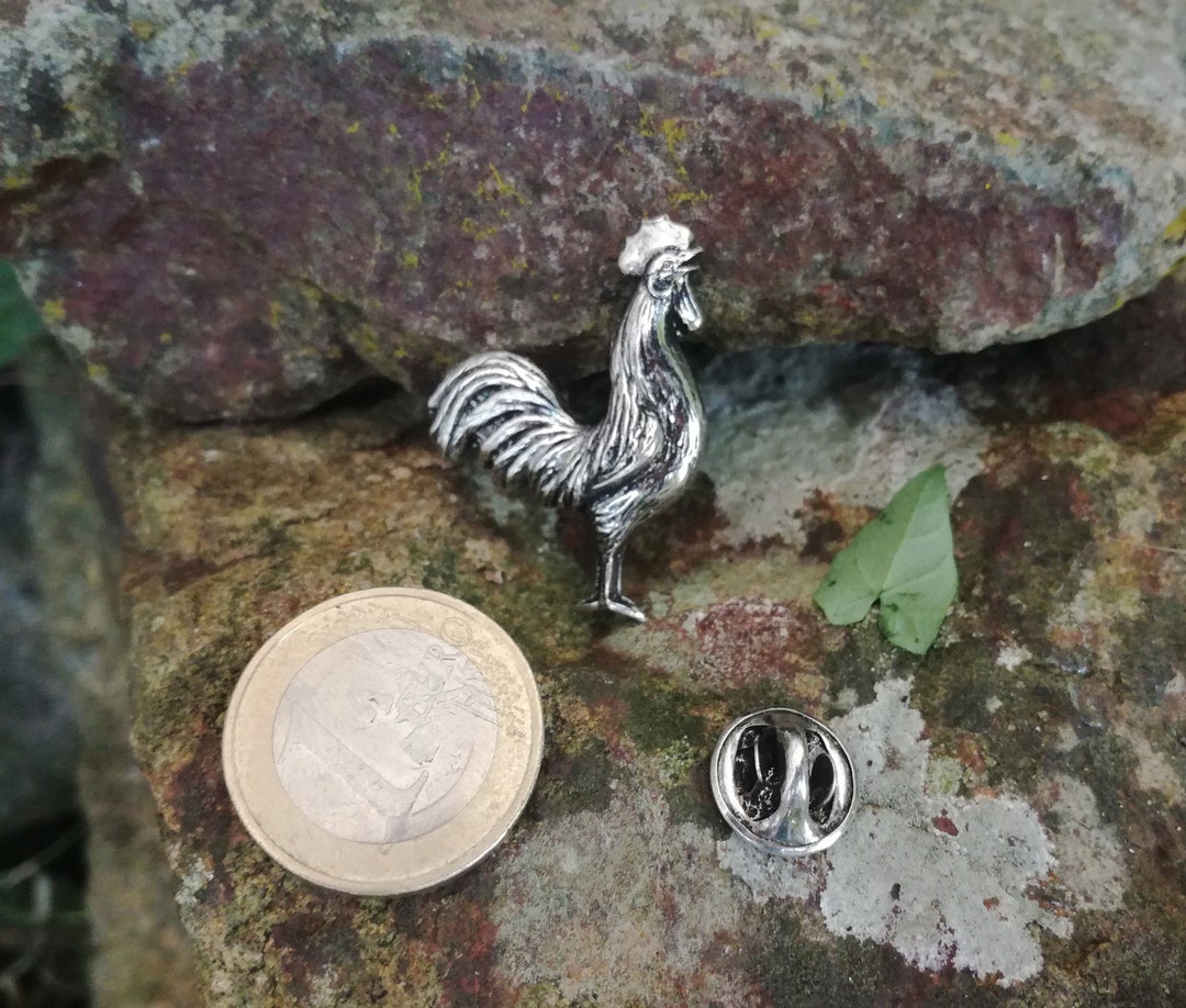 Rooster Lapel Pin, Silver Plated Brass Pin Brooch, Chicken Brooch ...