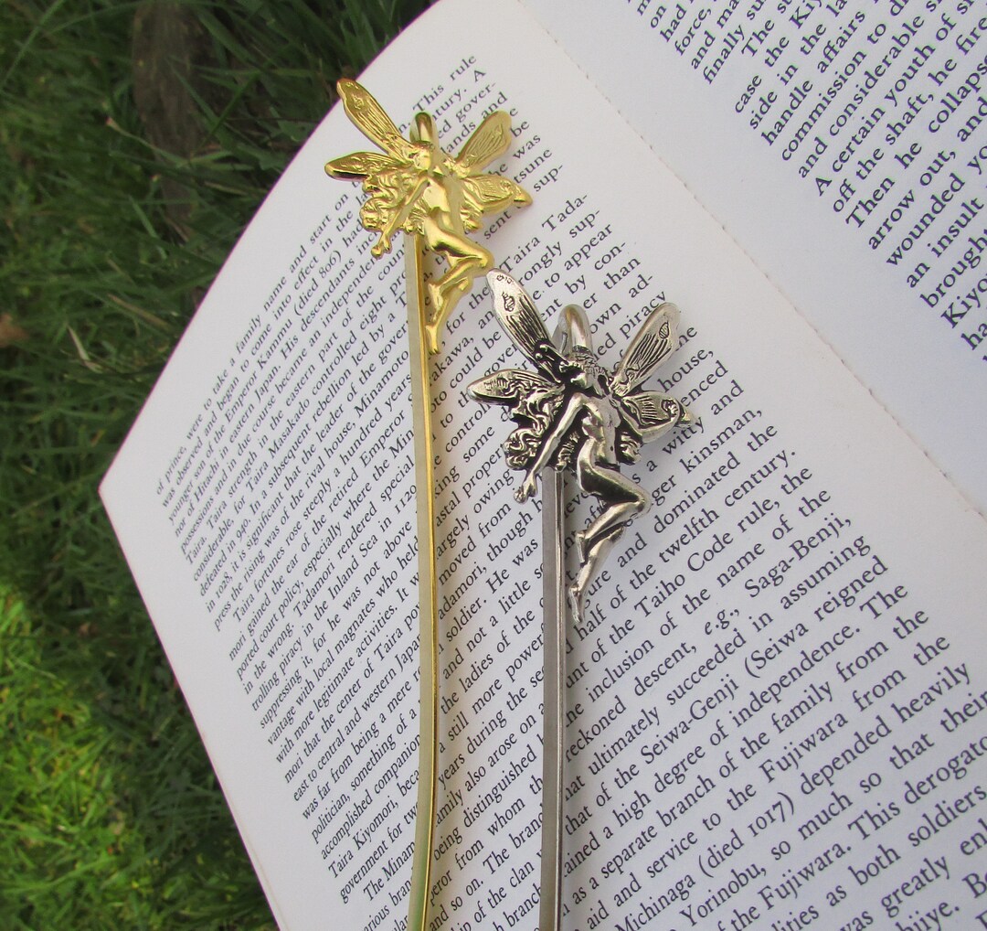 Fairy Bookmark, Silver Plated or Gilded Brass, Elfish Bookmark ...