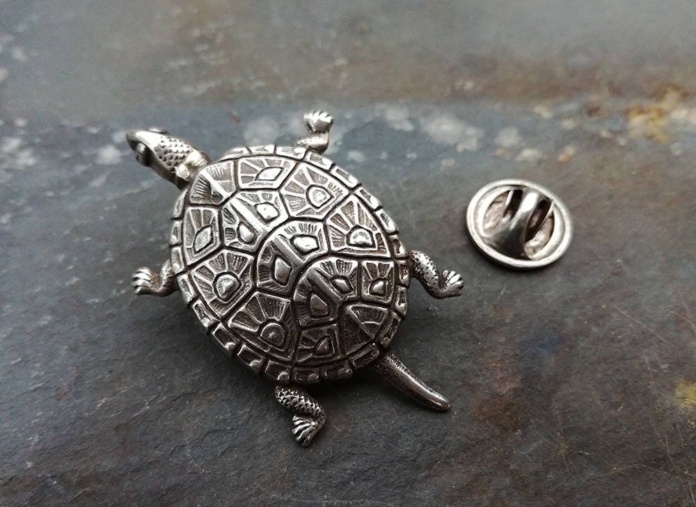 Turtle Pin's Brooch Art Nouveau Design Tortoise Lapel Pin Silver-plated ...