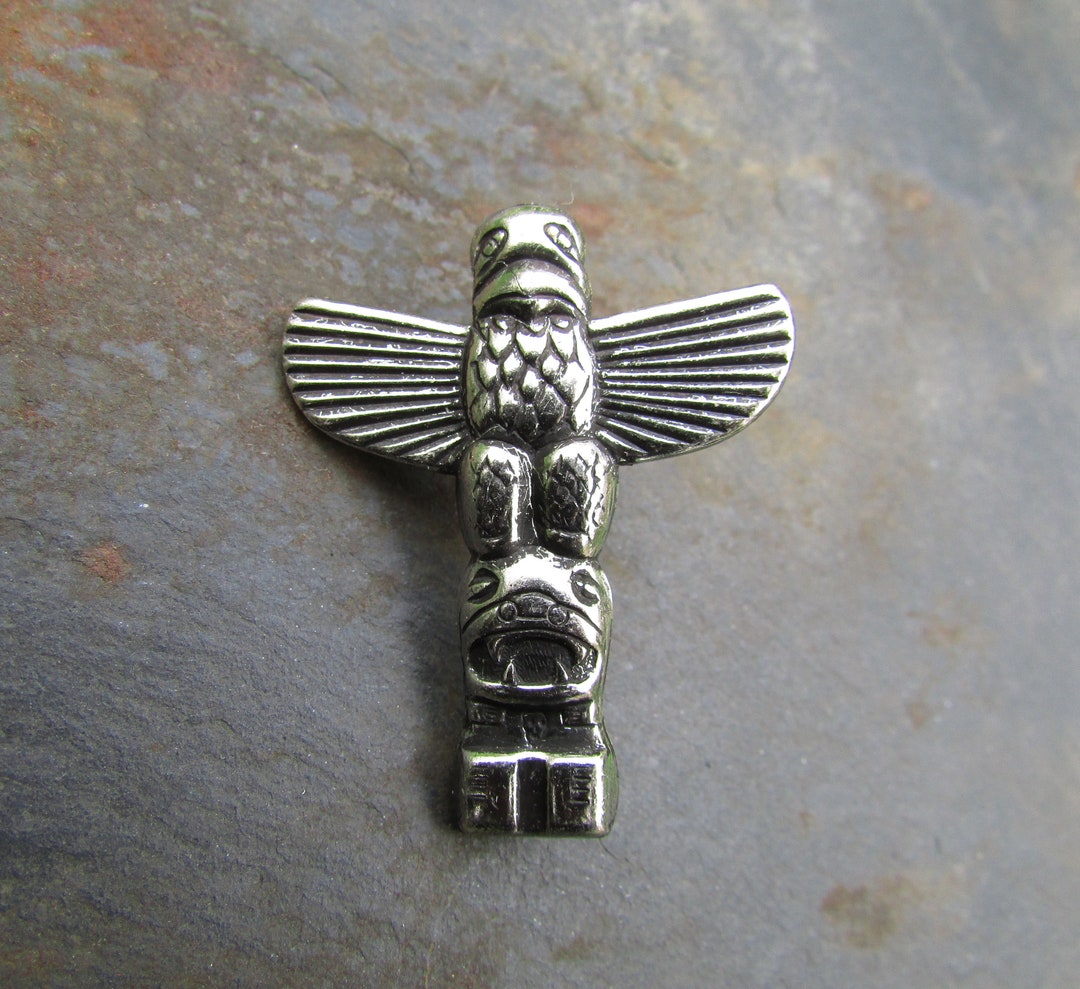 Native Totem Pin Brooch, Silver Plated Brass, Native American Symbol ...