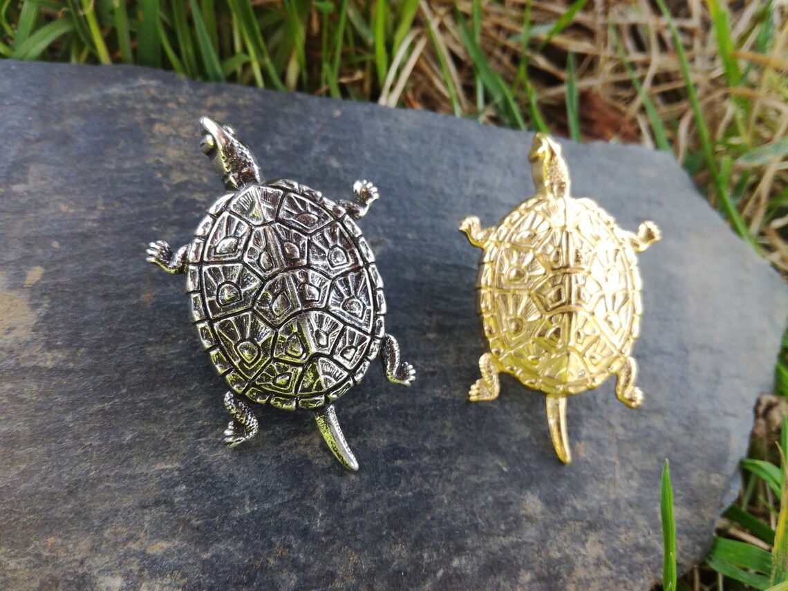 Turtle Pin's Brooch Art Nouveau Design Tortoise Lapel Pin Silver-plated ...