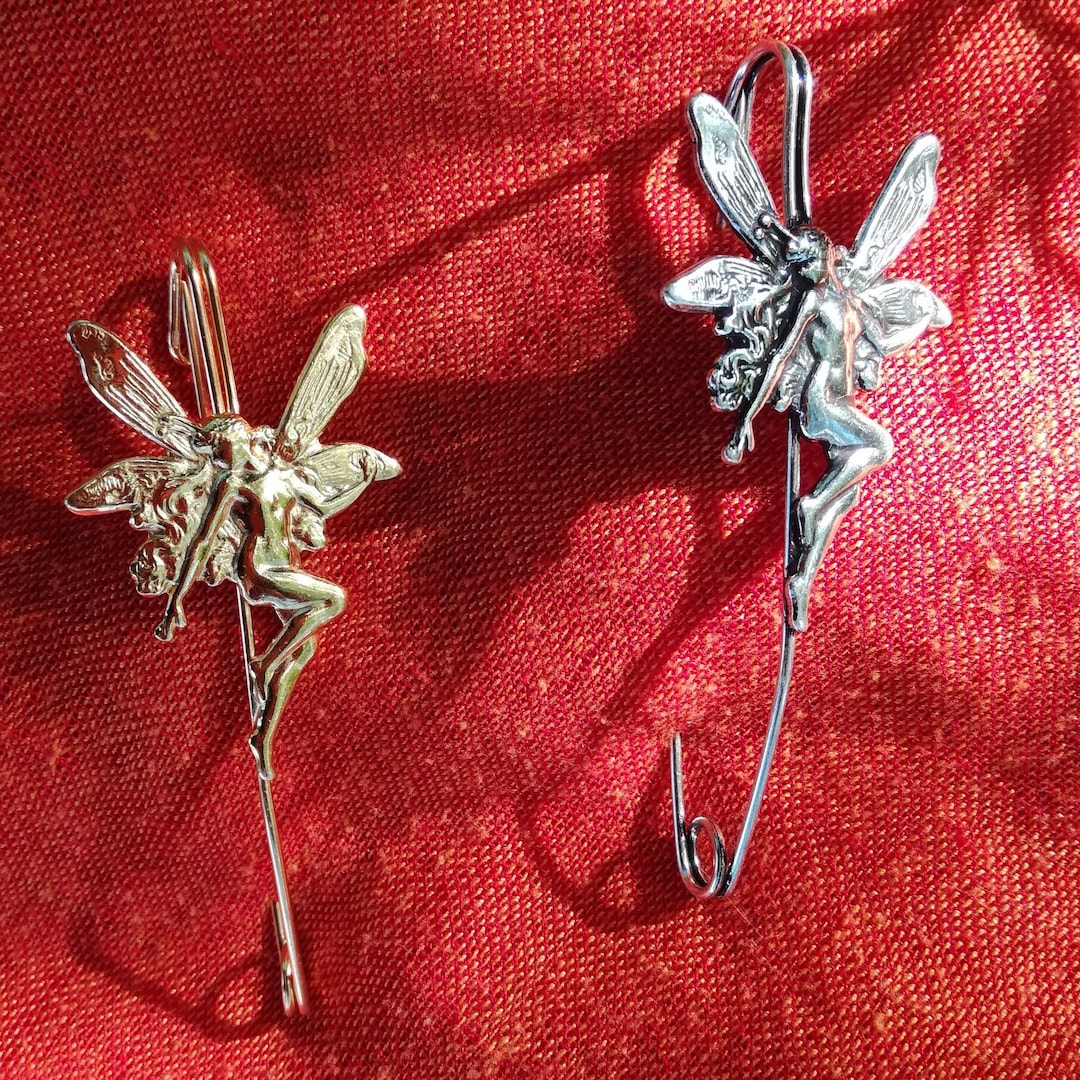 Fairy Tinker Bell Brooch Safety Pin Silver-plated or Gilded Brass, Elf ...