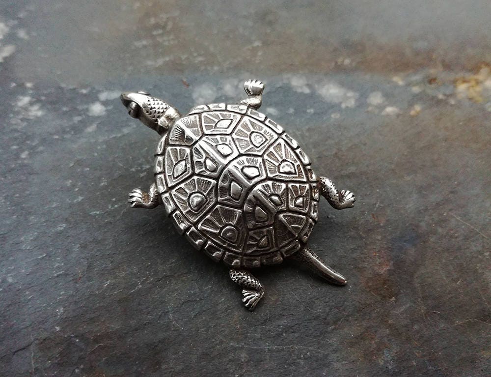 Turtle Pin's Brooch Art Nouveau Design Tortoise Lapel Pin Silver-plated ...