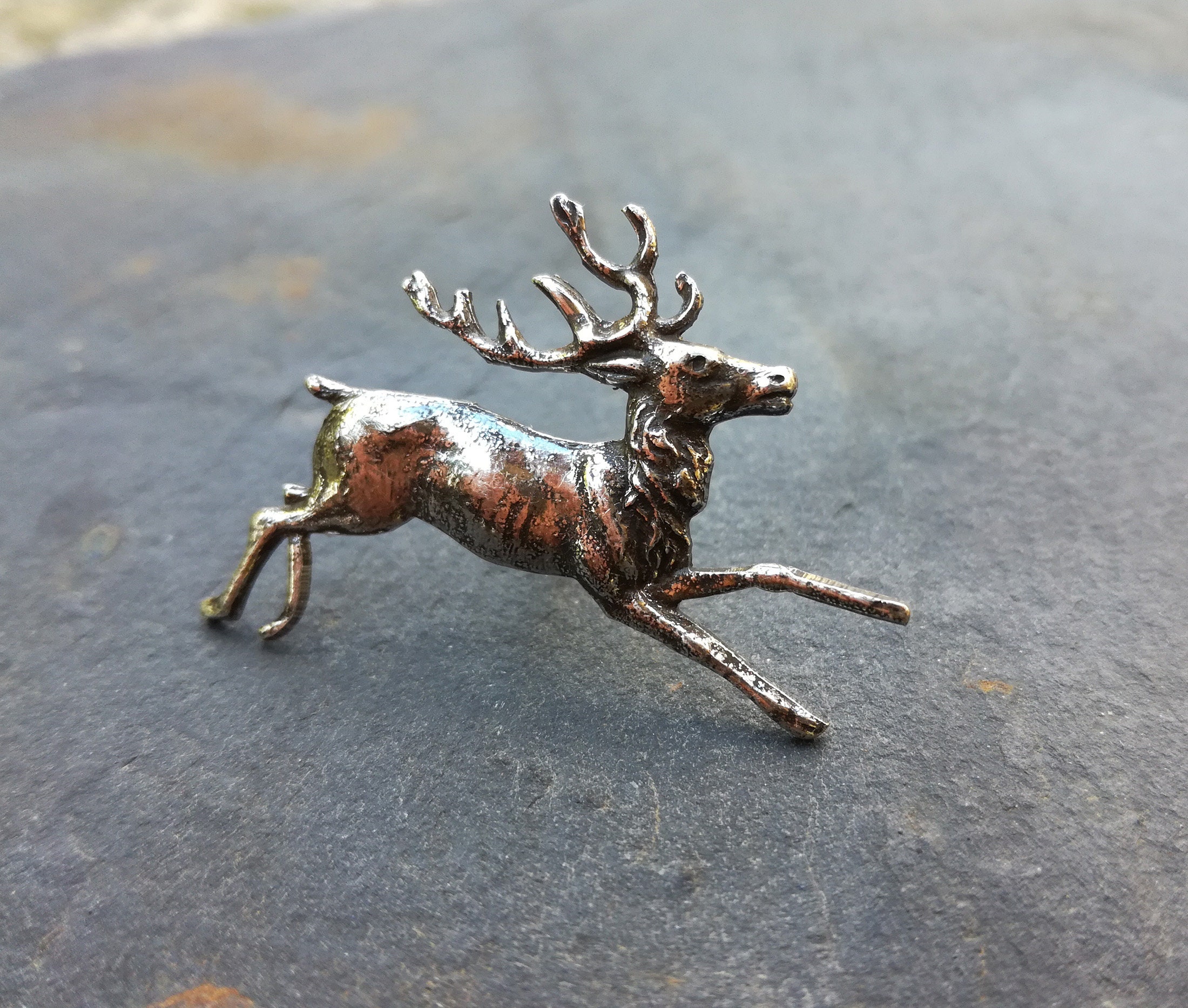 Deer Pin Brooch Silver-plated Brass Art Nouveau Forest Deer - Etsy
