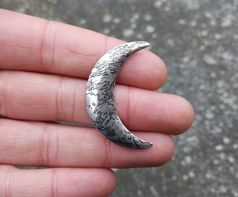 Moon Pin's Brooch, Etched and Silver-plated or Gilded Brass, Cycle ...