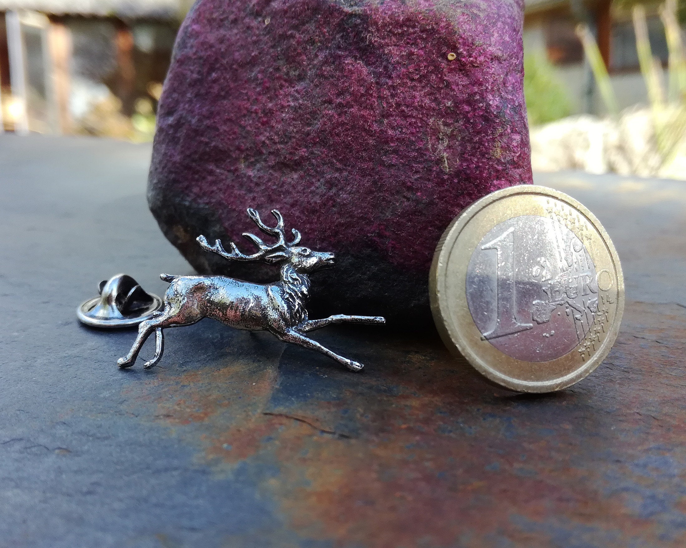 Deer Pin Brooch Silver-plated Brass, Art Nouveau Forest Deer, Elegant ...
