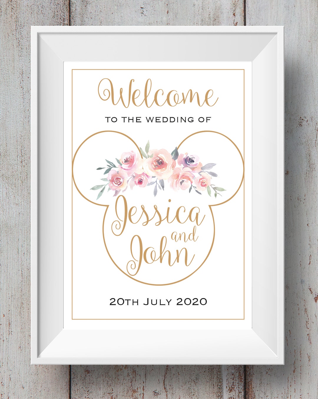 Personalised Welcome Sign_disney Minnie/mickey Mouse Floral - Etsy