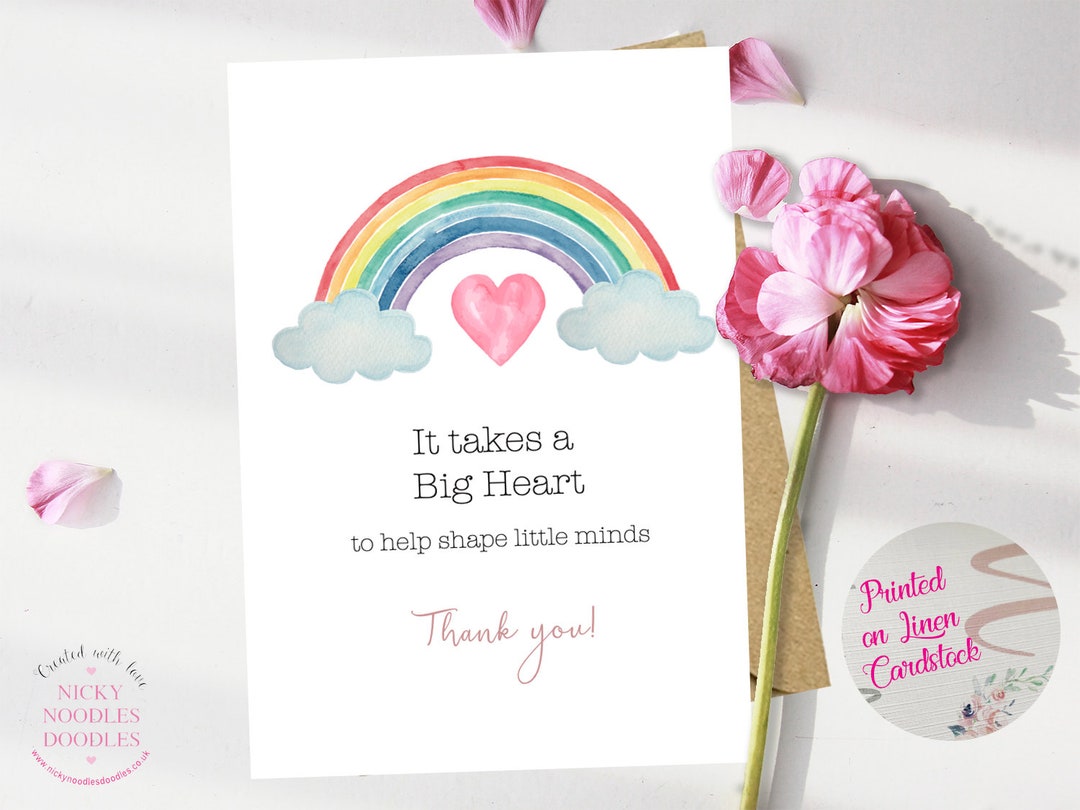 It Takes a Big Heart - Thank You Teacher Card - Etsy