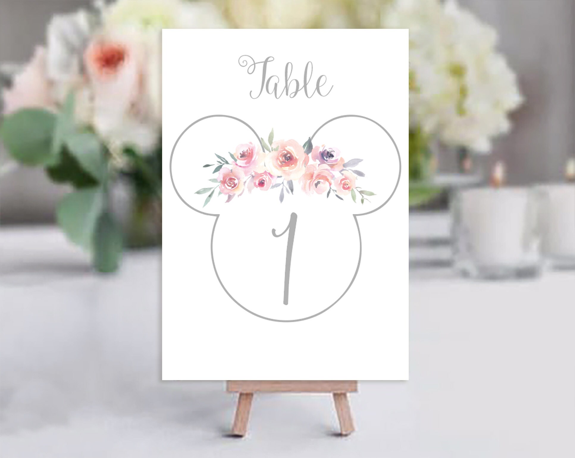Disney Minnie/mickey Mouse Floral A6 Table Number Cards - Etsy