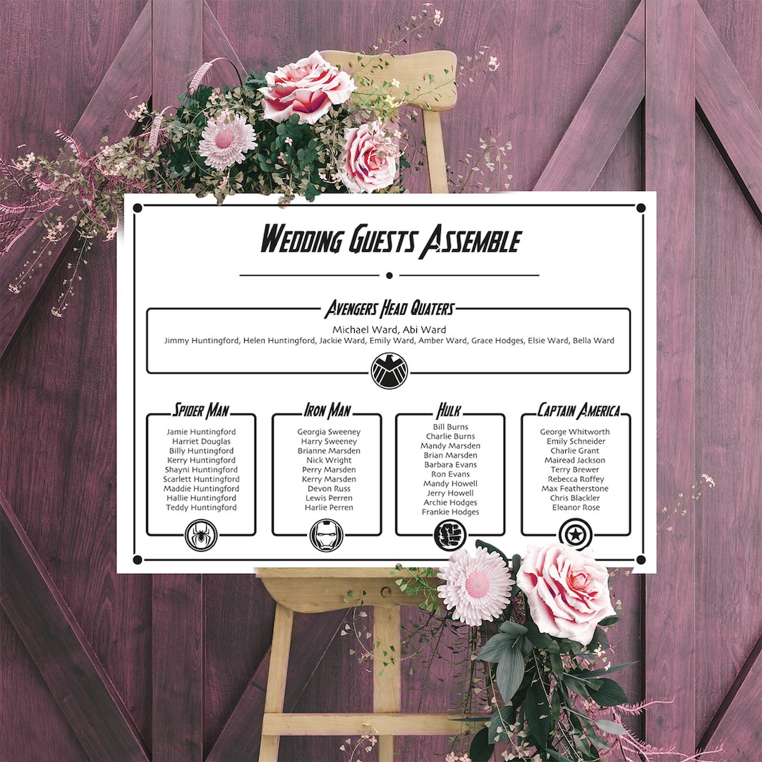 DIGITAL - Comic Book Superhero_personalised Table Seating Plan - Etsy