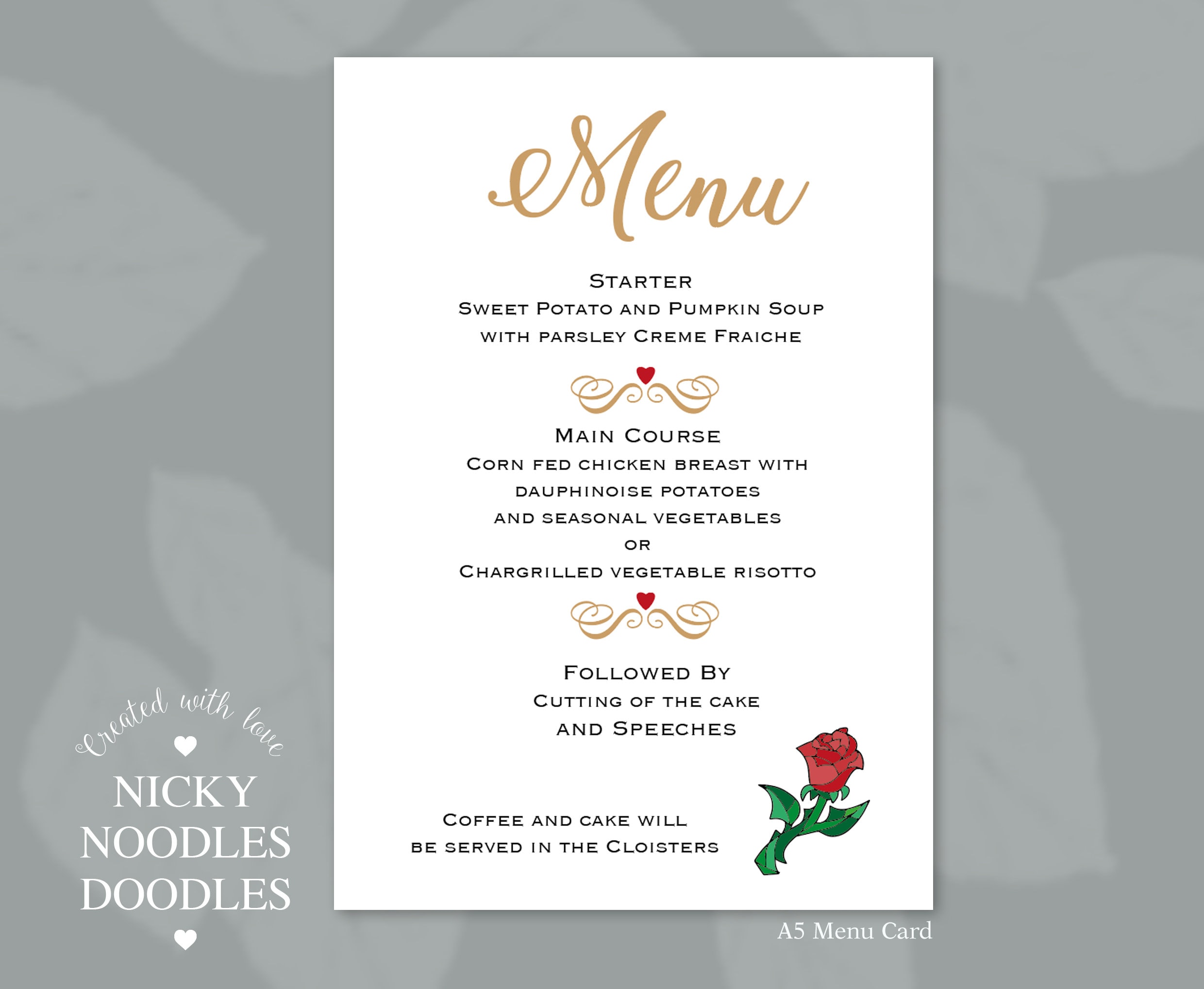 10 x A5 Menu cards_ Be Our Guest | Etsy