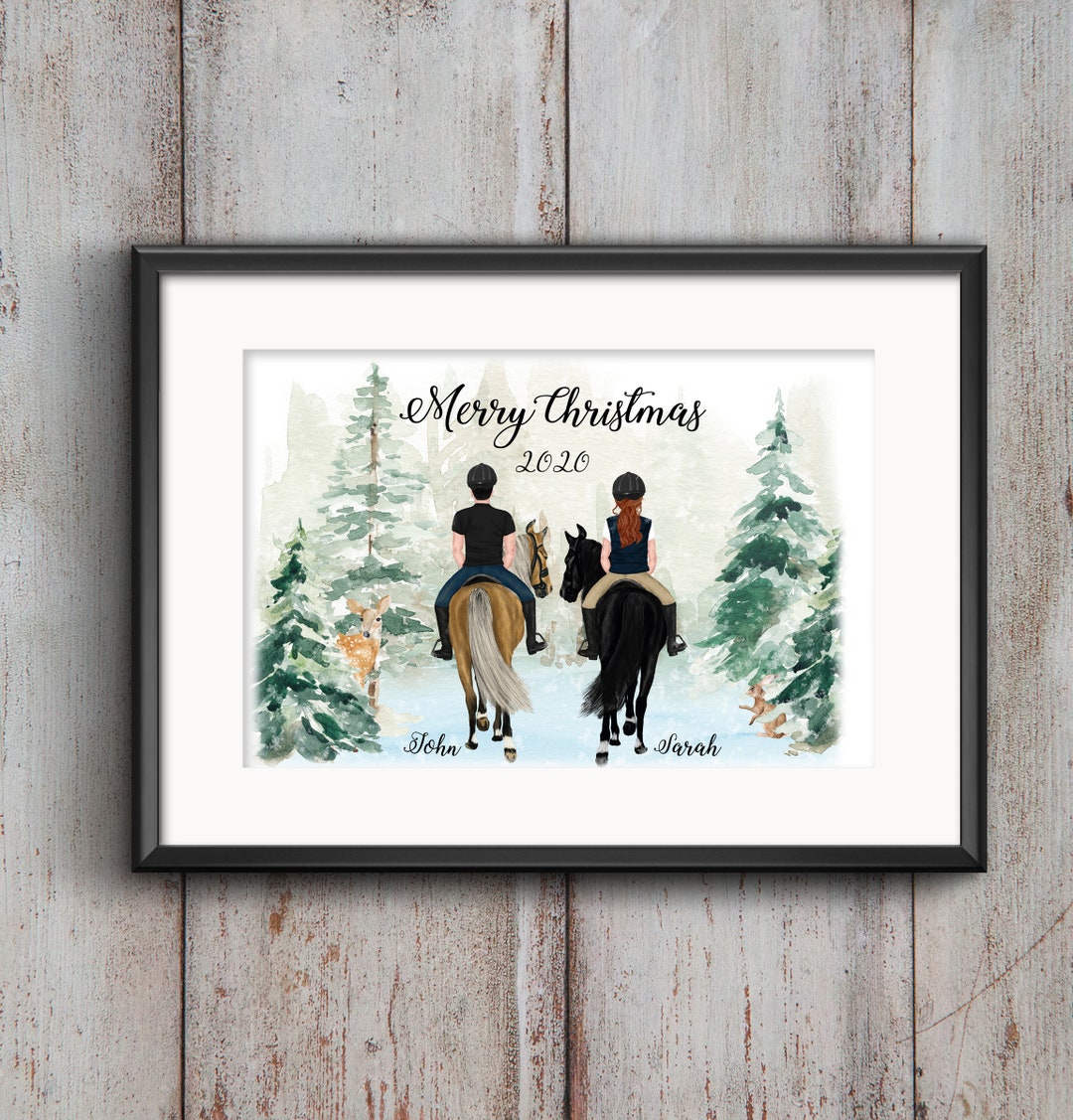 Personalised Winter/christmas Horse Riding A4 Print - Etsy