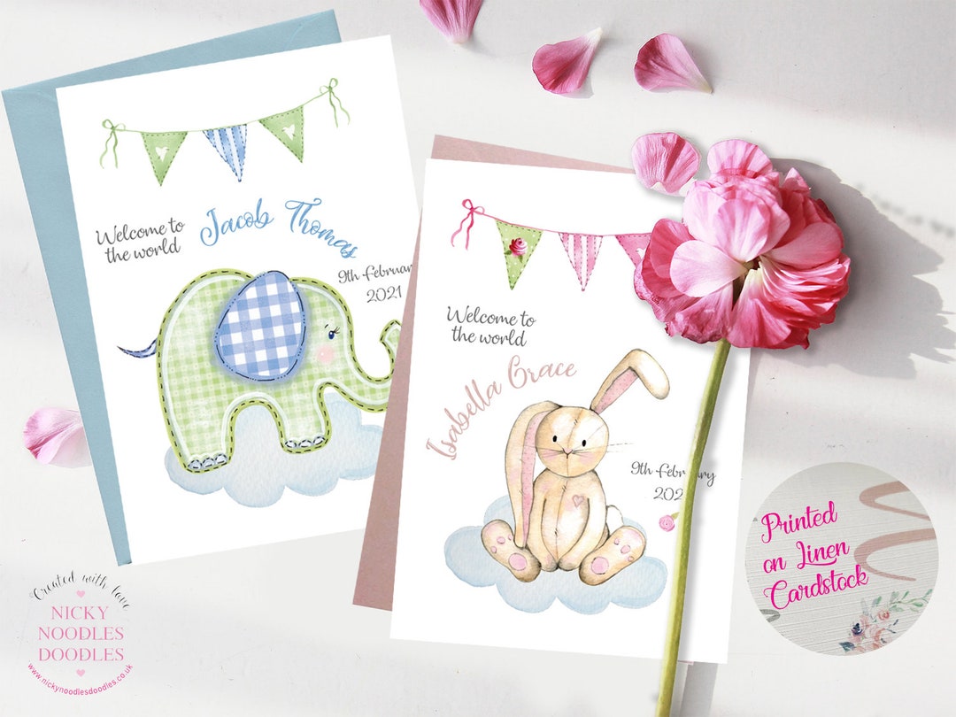 Personalised A5 Baby Birth Card - Etsy