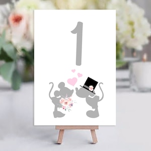 Disney Minnie/mickey Kissing A6 Table Number Cards - Etsy