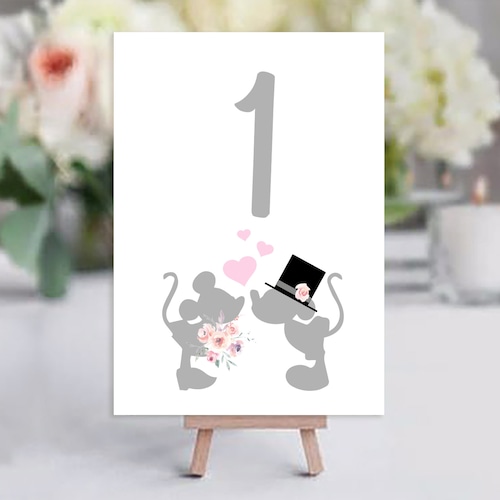 Disney Minnie/mickey Mouse Floral A6 Table Number Cards - Etsy