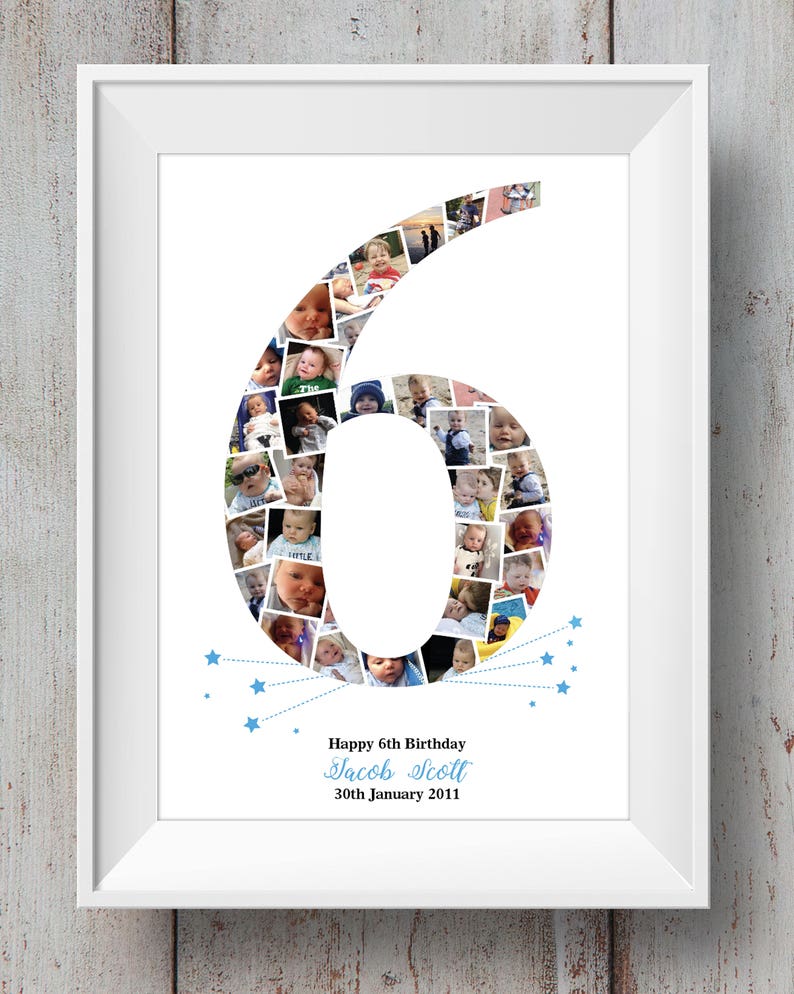Birthday / Anniversary Number Age Photo Collage | Etsy