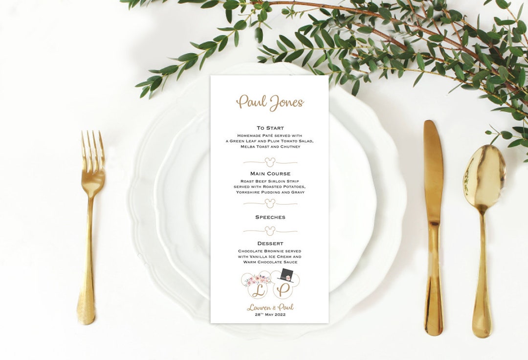 Personalised Place Setting Menu Cards - Etsy UK