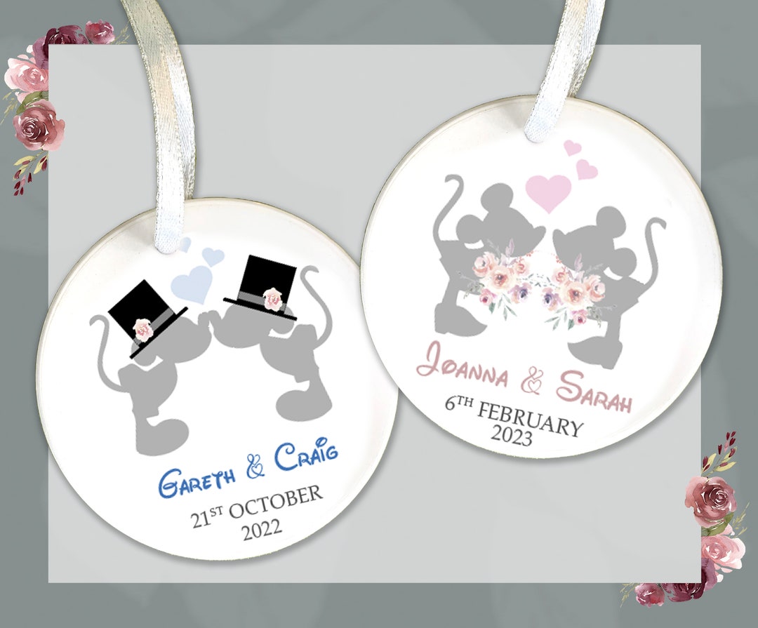 Wedding Mickey Minnie Kissing Same Sex Ceramic Hanging Decoration - Etsy