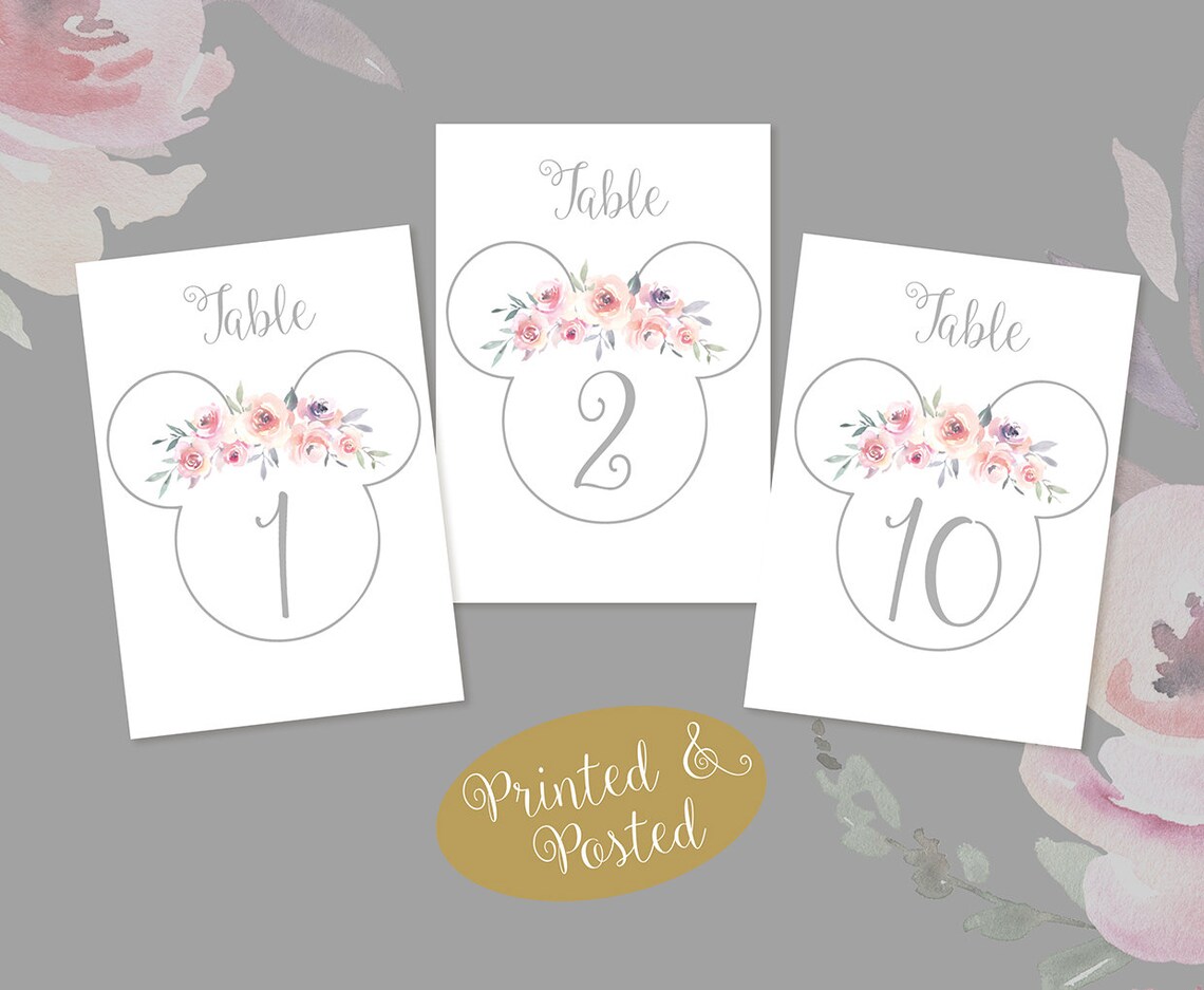 Disney Minnie/mickey Mouse Floral A6 Table Number Cards - Etsy