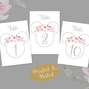 Disney Minnie/mickey Mouse Floral A6 Table Number Cards - Etsy