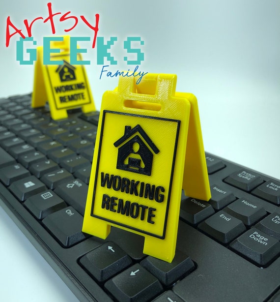 Working Remote Office Mini Sign Mini Floor Stand 3D - Etsy