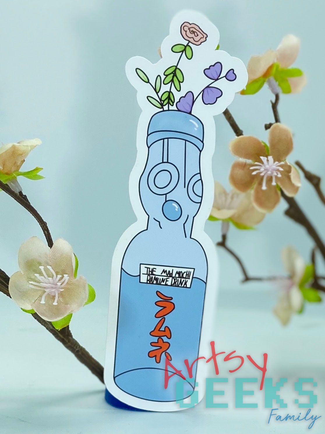 Ramune Flower Sticker/ Water Proof Matte/ Japanese Drink/ Kawaii/ Water ...