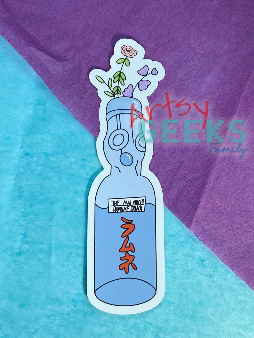Ramune Flower Sticker/ Water Proof Matte/ Japanese Drink/ Kawaii/ Water ...