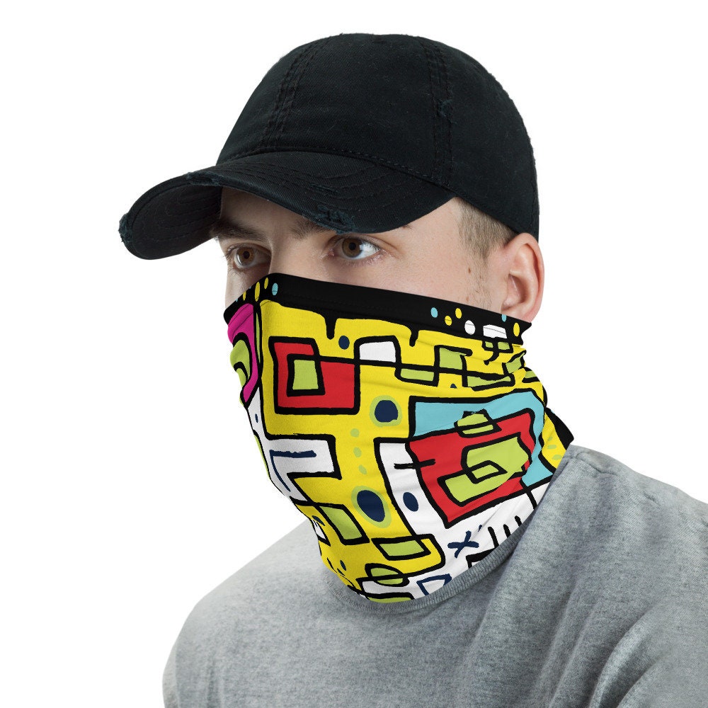 Rétro Comic Book Face Mask Abstract Comic Neck Gaiter | Etsy
