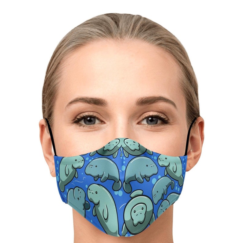 Manatee Face Mask Cute Hand Drawn Manatees Over the Ear - Etsy