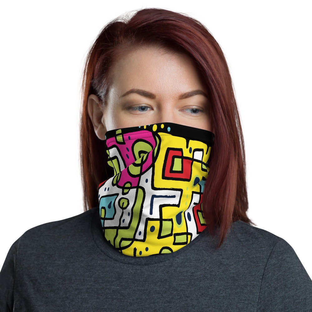 Rétro Comic Book Face Mask Abstract Comic Neck Gaiter | Etsy