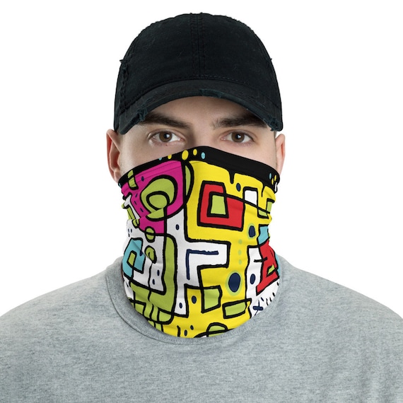 Retro Comic Book Face Mask Abstract Comic Neck Gaiter | Etsy
