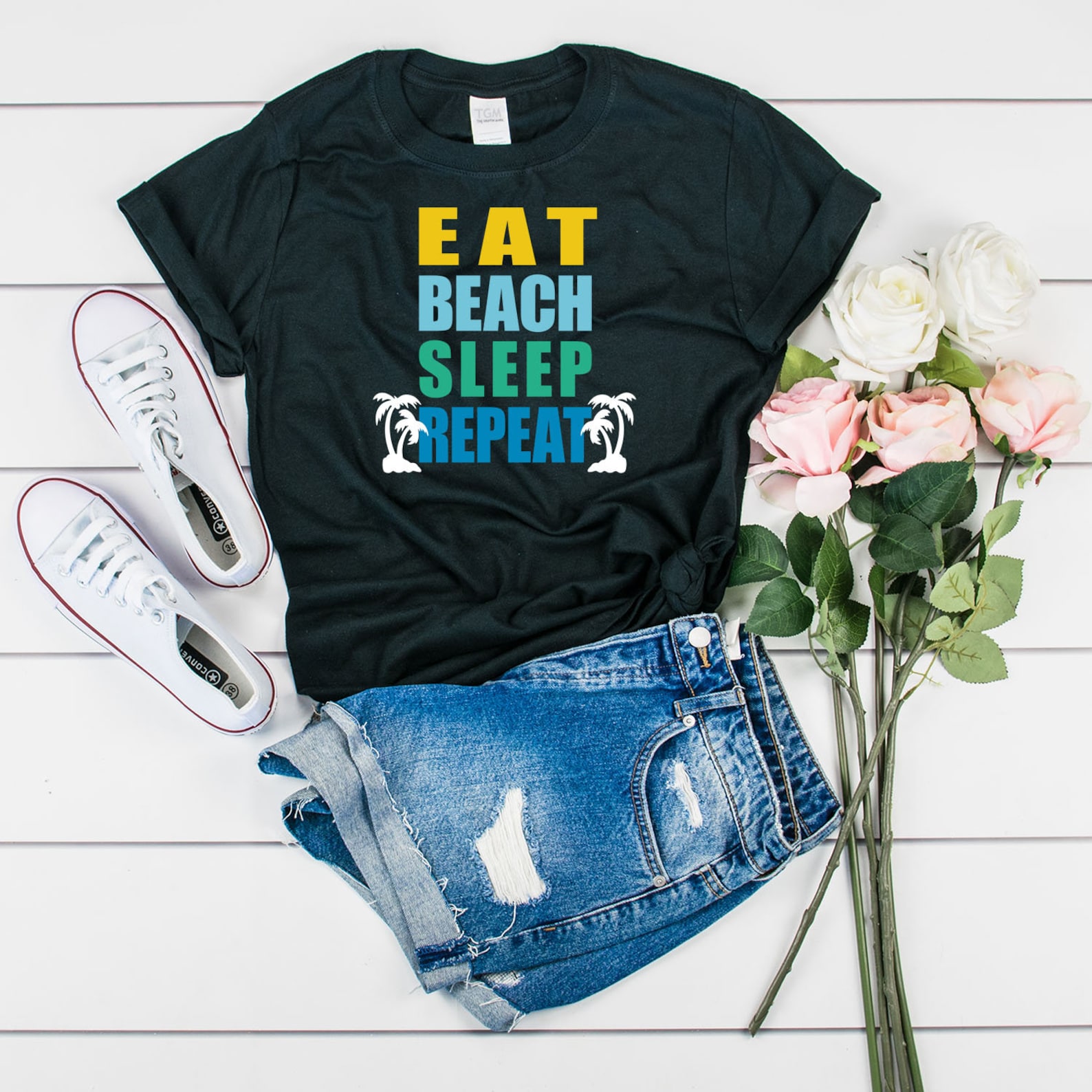 Eat Beach Sleep Repeat Summer Vacation Shirt Beach Wear - Etsy