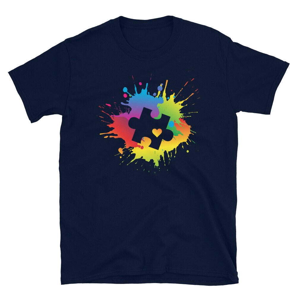 Autism Awareness Puzzle Colorful Rainbow Splatter Gift - Etsy