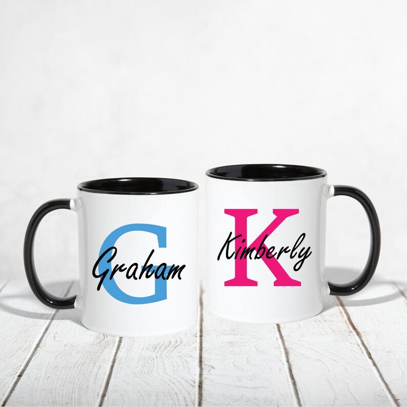 Monogram Mugs Initials, Personalized Name With Initial Mugs, Name ...