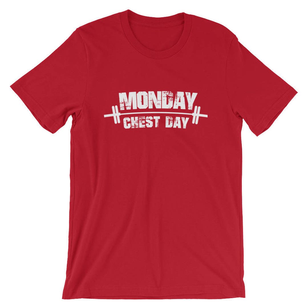 Monday Chest Day T-shirt, Weightlifting Barbell Bench Press Tee Shirt ...