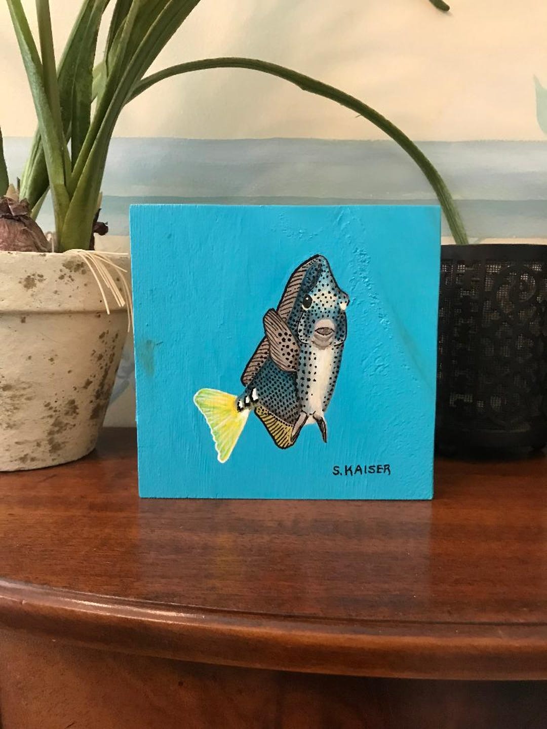 Waving Fish Hand Painted on Reclaimed Wood - Etsy