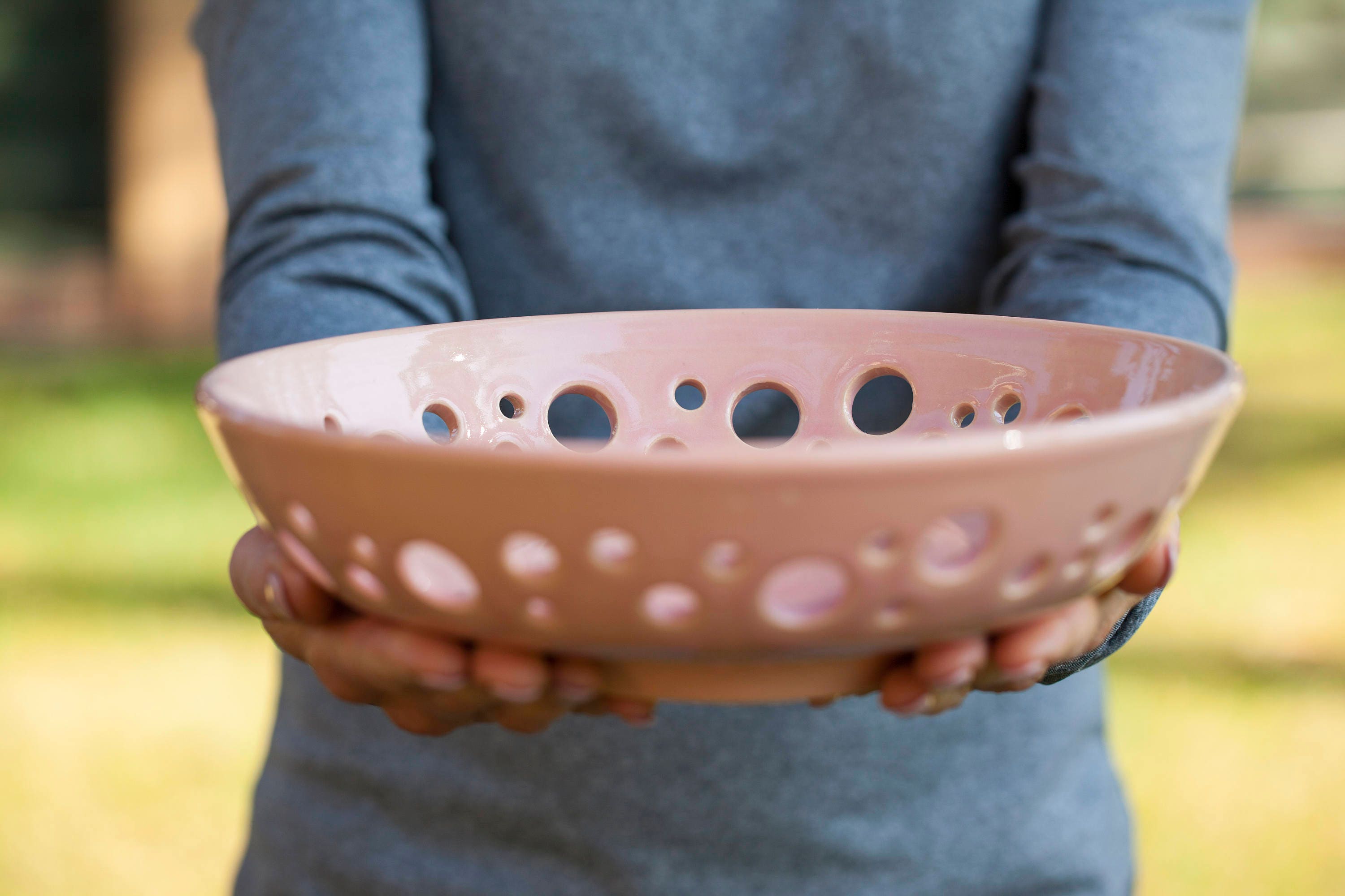 Decorative ceramic bowl with pierced rim Ceramic fruit bowl | Etsy