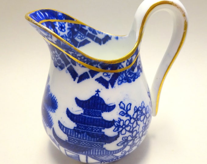 Grainger & Co Worcester Miniature Milk Jug or Creamer, Blue and White ...