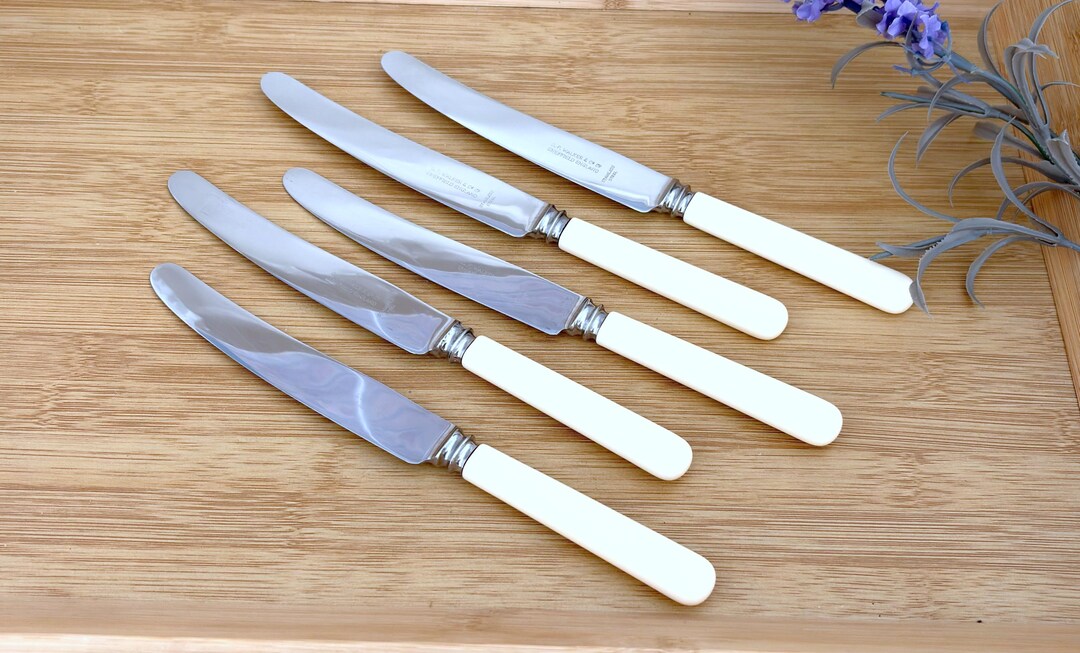Set of 5 Vintage Dinner/table Cutlery, Sheffield Stainless, Cream ...